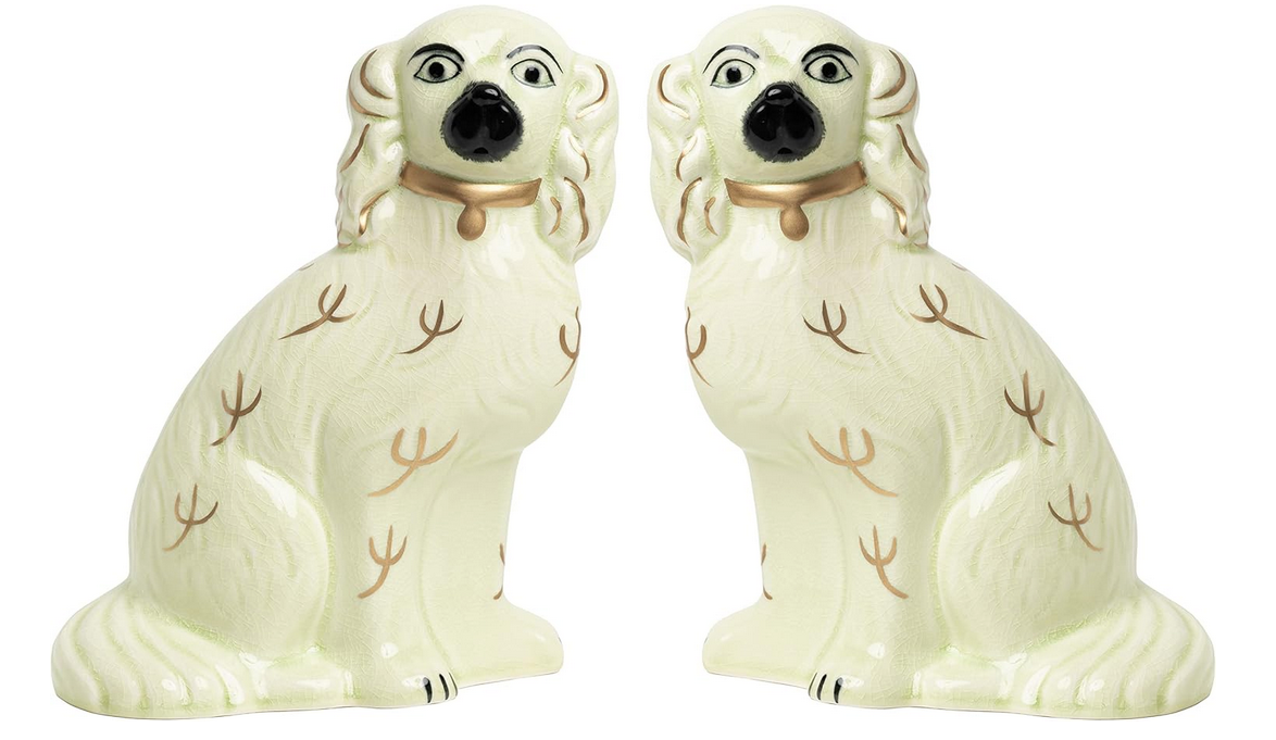 The Enchanted Home Ivory & Gold Staffordshire Dogs