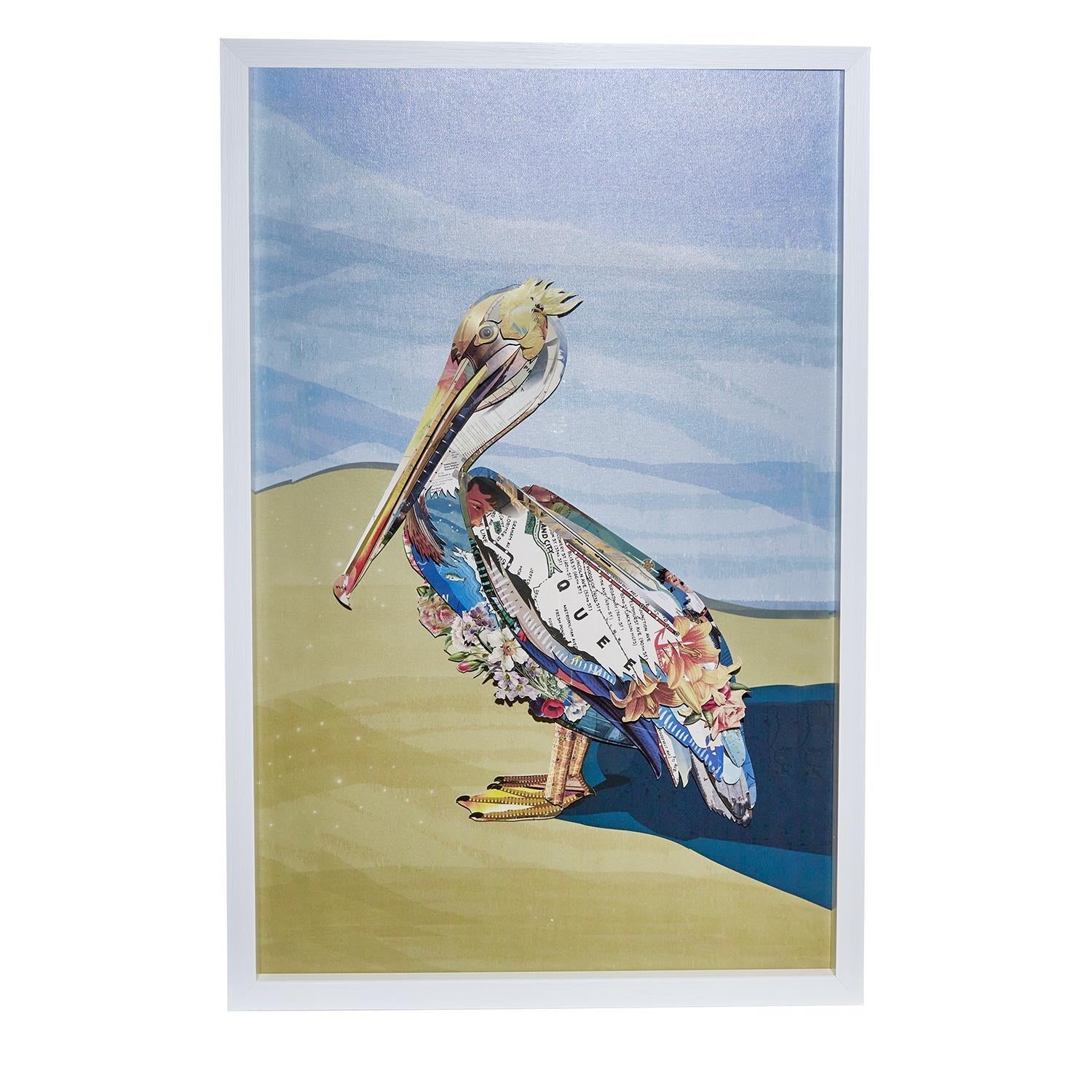 Two's Company Pelican Paper Collage Wall Art