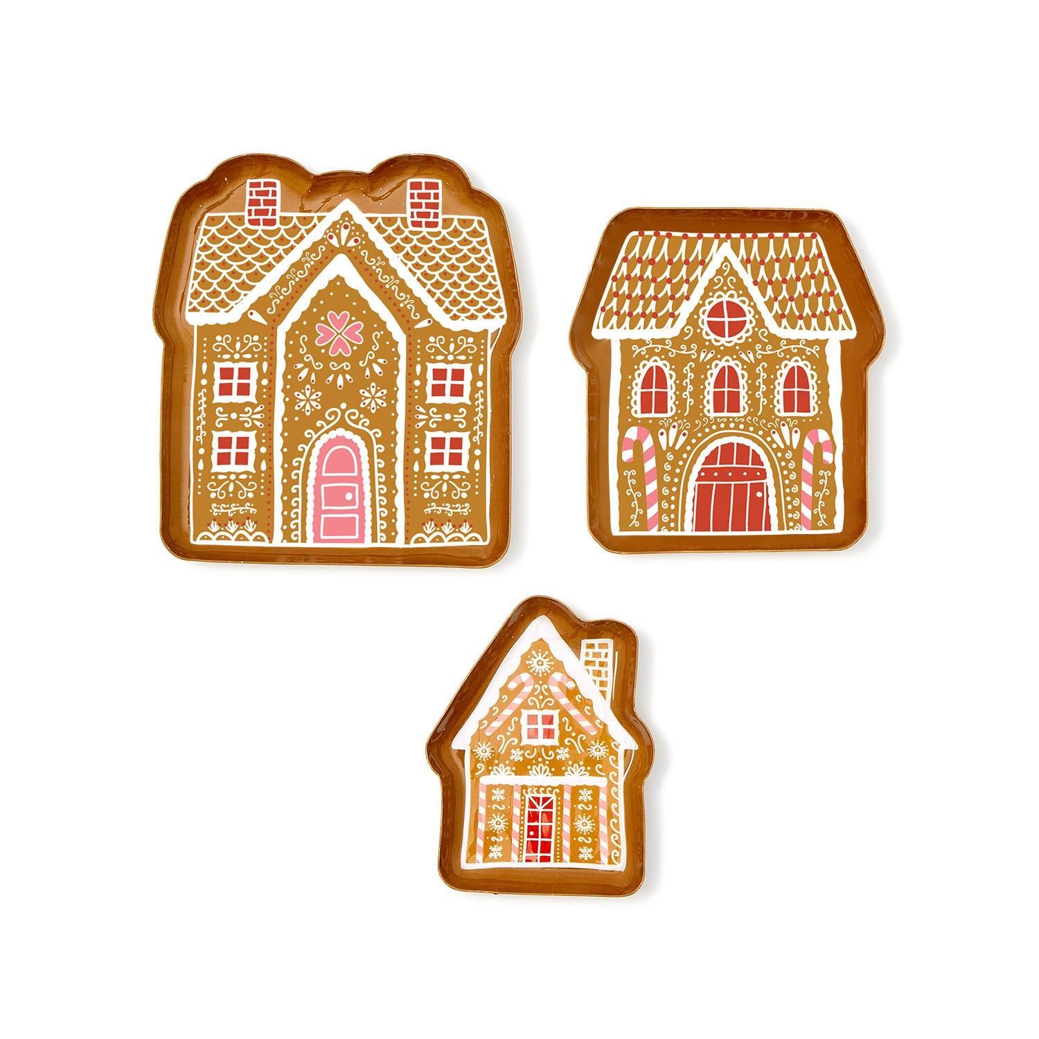 Two's Company S/3 Enameled Gingerbread House Plates