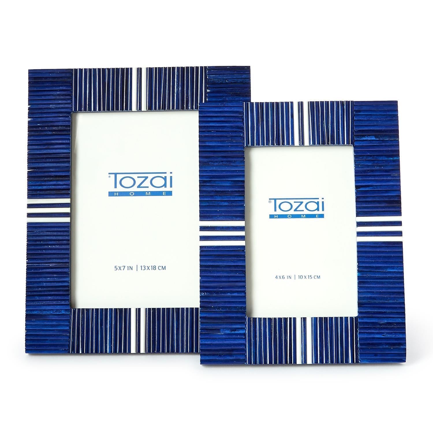 Two's Company Set of 2 Stacks Navy Blue Photo Frame