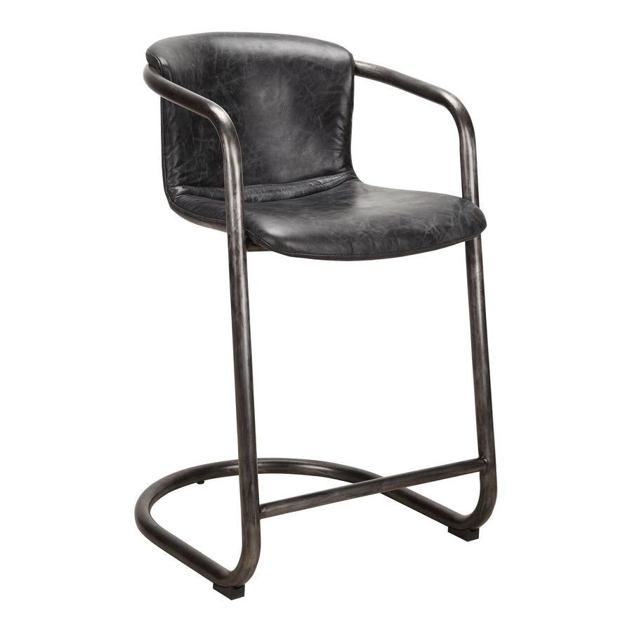 Moe's Home Collection - Freeman Counter Stool Onyx Black Leather -Set ...