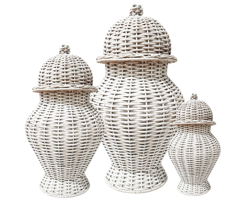 The Enchanted Home White Round Wicker Jar (3 Sizes)