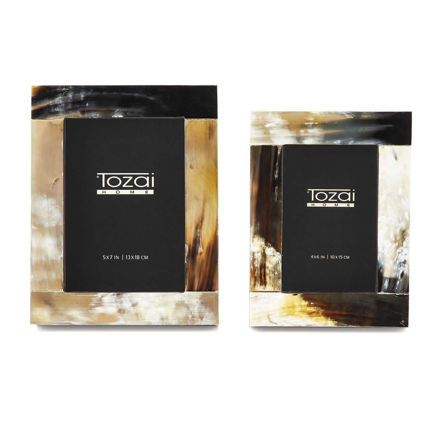 Two's Company Bayard Natural Horn Photo Frames (includes 2 Sizes: 4 x